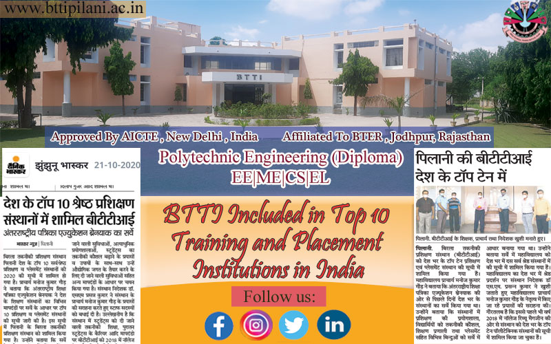 Birla Technical Training Institute, Pilani – Affiliated to BTER ...